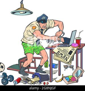 Police officer arresting online hacker Stock Vector Image & Art - Alamy