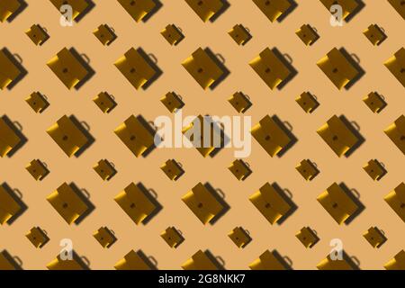 Bronze paper briefcase on a white background. Closed plastic briefcase ...