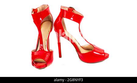 red patent leather sandal for the summer season Stock Photo - Alamy