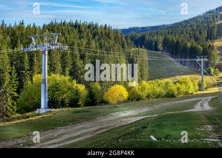 Bansko, Bulgaria Shiligarnika autumn ski resort view with hotel house ...
