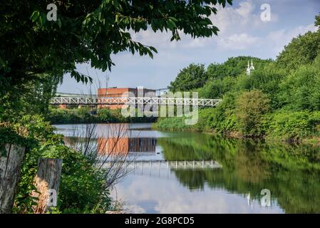 Howley Suspension Bridge in Warrington, Cheshire Stock Photo - Alamy