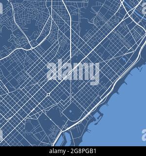 Barcelona outline map. Vector map of Barcelona city area within its ...