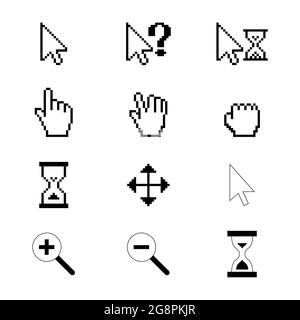 Arrow web cursors, digital hand pointers vector black pictograms. Arrow ...