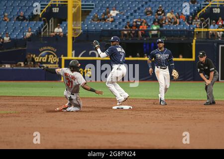 Tampa Bay Rays' Cedric Mullins bats during a baseball game against the ...