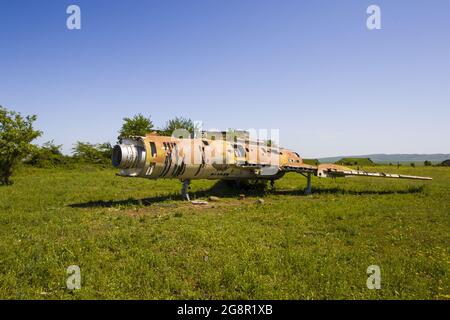 TBILISI, GEORGIA - May 14, 2021: An old, abandoned, Soviet union army ...