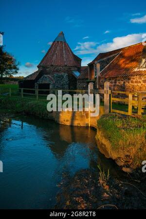 Historic 16th century water mill in the Welsh village of Rossett near ...