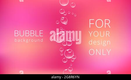 Romantic pink background with fizzing bubbles. Valentine card template ...