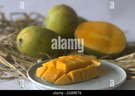 Moovandan Mango, a common mango of Kerala. A tropical fruit cultivated ...