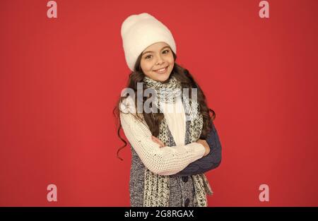 cheerful girl crossed hands. xmas holiday mood. happy childhood ...