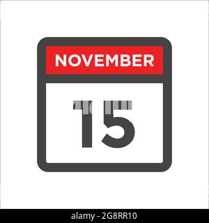 Icon calendar day - 15 November. 15th days of the month, vector ...