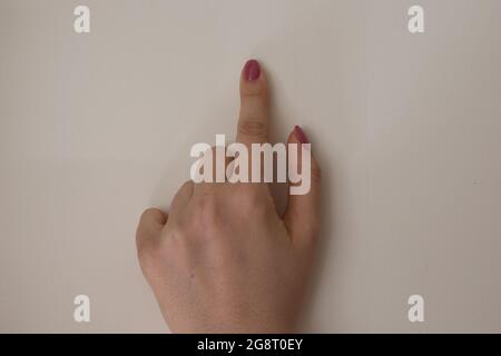 Human finger pointing out, pressing, tapping screen natural gesture ...
