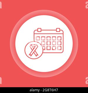 World Aids Day color glyph icon. Calendar and red ribbon. Isolated ...