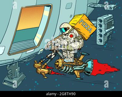 An astronaut courier delivers pizza to the spacecraft. Food Science ...