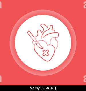 Heart surgery color button icon. Surgical emergency Stock Vector Image ...