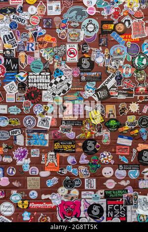 sticker art wall in downtown Albuquerque, New Mexico Stock Photo - Alamy