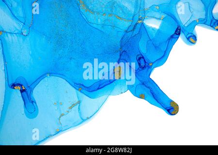 Alcohol ink stains isolated on white background. Ocean style watercolor ...