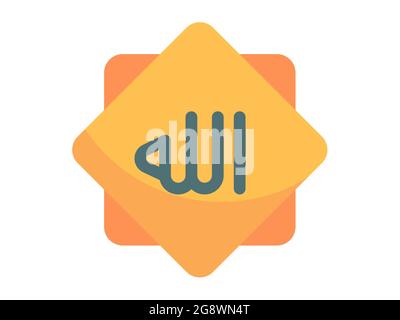 islamic god allah single isolated icon with outline style vector ...
