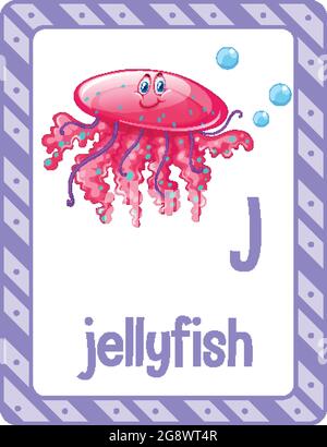 J letter with jellyfish. English vocabulary card Stock Vector Image ...