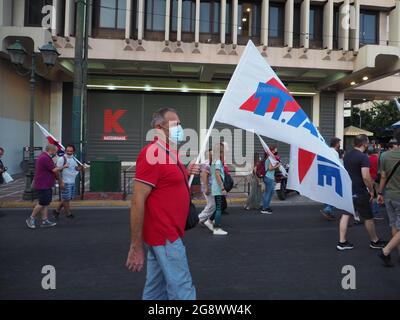 Athens, Greece. 22nd July, 2021. Protest in Athens against goverments ...