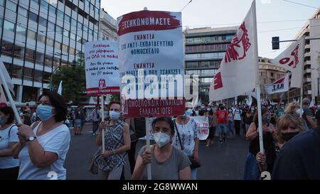 Athens, Greece. 22nd July, 2021. Protest in Athens against goverments ...