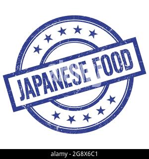 JAPANESE FOOD text written on purple indigo grungy zig zag borders ...