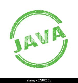 JAVA text on green grungy vintage rectangle stamp Stock Photo - Alamy