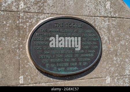 The monument known as The Toorie in the town of Nairn, Scotland, on a ...