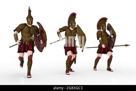Spartan warriors from ancient Greece isolated on white background Stock ...
