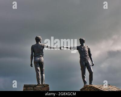 The "Hands Across the Divide" sculpture in Derry, Northern Ireland. The ...