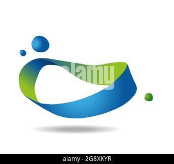 Mobius loop made of green and blue ribbon with bubbles. Infinity sign ...