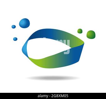 Mobius loop made of green and blue ribbon with bubbles. Infinity sign ...