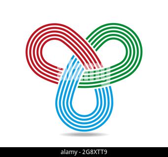 Colorful mobius loop made of three broken lines. Infinity symbol. Road ...