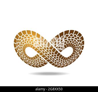 Mobius loop made of black tire track. Located on the sphere. Skin of ...