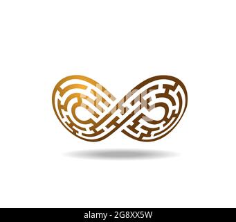 Golden mobius loop in shape of a maze. The sign of infinity. Labyrinth ...