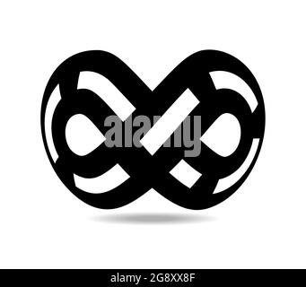 Mobius loop made of dotted white line on black one. Drawn on a sphere ...