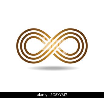 The golden mobius loop. The sign of infinity made of three lines of ...