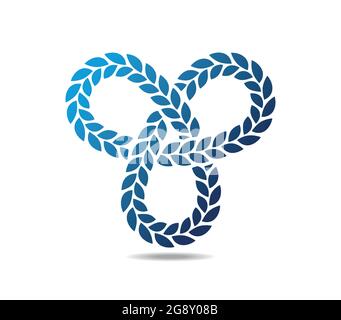 Mobius loop with three elements made of staff. Five blue lines Stock ...
