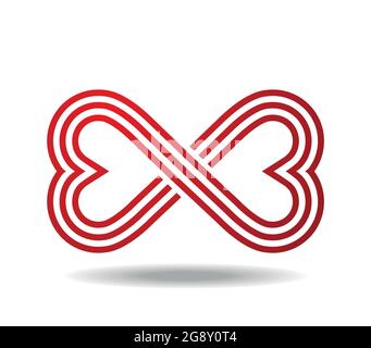 Mobius loop made of three red lines of heterogeneous thickness ...