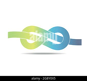 The sign of infinity in greens and blues. Mobius loop. Three lines ...