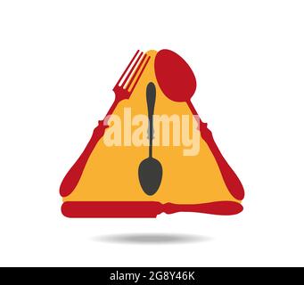 Road sign made of cutlery. Spoon fork knife and teaspoon. Traffic. Road ...