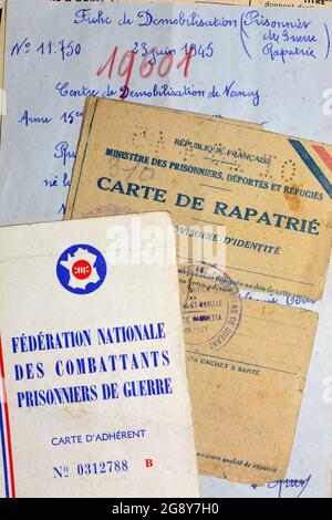 French military documents: Membership card of the Federation of ...