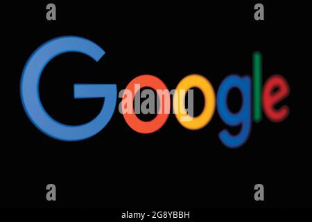 The copyrighted Google logo, identifying the internet search engine ...