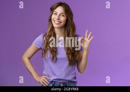 Confident professional girl not scared difficult task assure everything ...