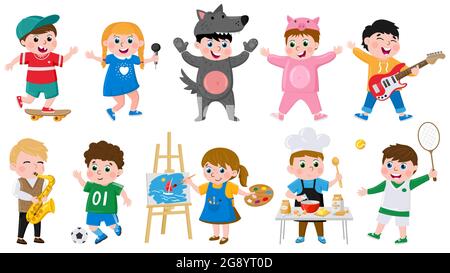 Hobbies and activities of kids set Stock Vector Image & Art - Alamy