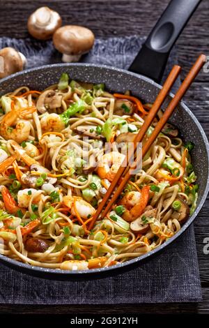 Prawn Yaki Udon, stir fried udon noodles with shrimps, cabbage ...
