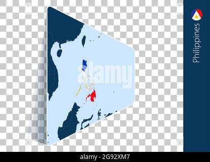 Philippines map highlighted blue on world political map. Gray ...