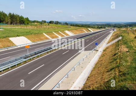 M85 highway motorway just finished section viewed from the bridge ...
