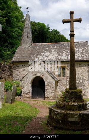 The isolated church of St Beuno at Culbone in the Exmoor national park ...