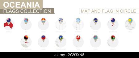 Oceania countries set, maps and flags Stock Vector Image & Art - Alamy