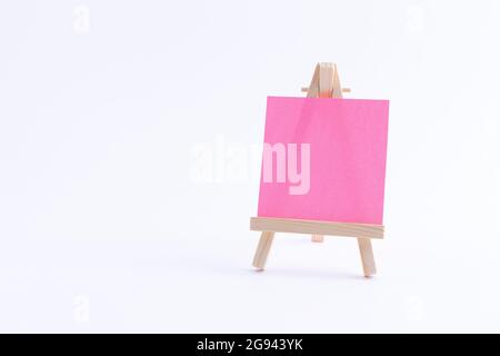 Wooden Easel Miniature with Blank Colored Square Canvas or Memo Paper ...